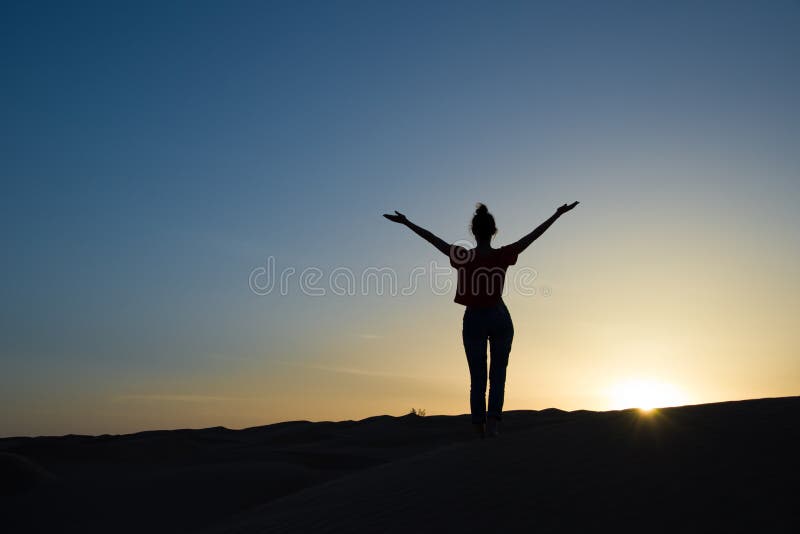 Silhouette of a Woman Standing in the Sunlight Stock Image - Image of ...