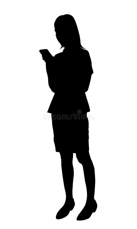 The Silhouette of a Woman Standing Using Her Phone Emphasizes the ...