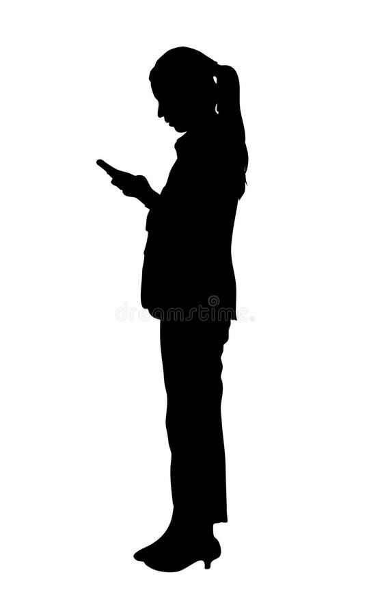 The Silhouette of a Woman Standing Using Her Phone Emphasizes the ...