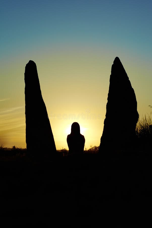 Silhouette of Woman at Sunset Light Rays Stock Photo - Image of ...