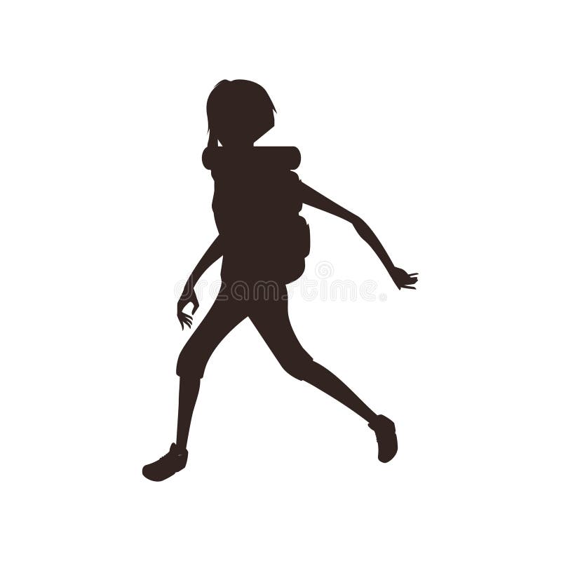 Silhouette of a Woman Trekking. Vector Illustration Decorative Design ...