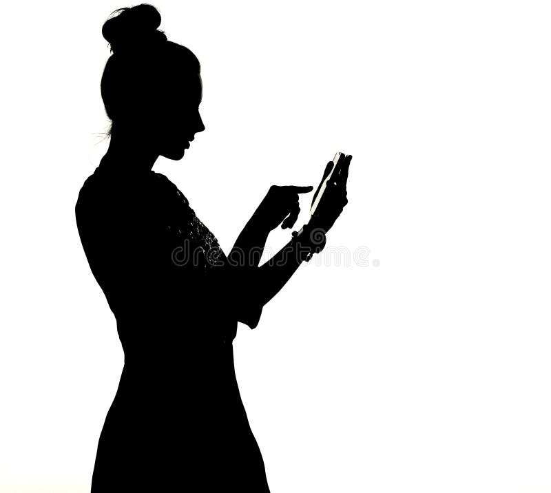 Silhouette of a Woman Uisng the Smartphone Stock Photo - Image of ...