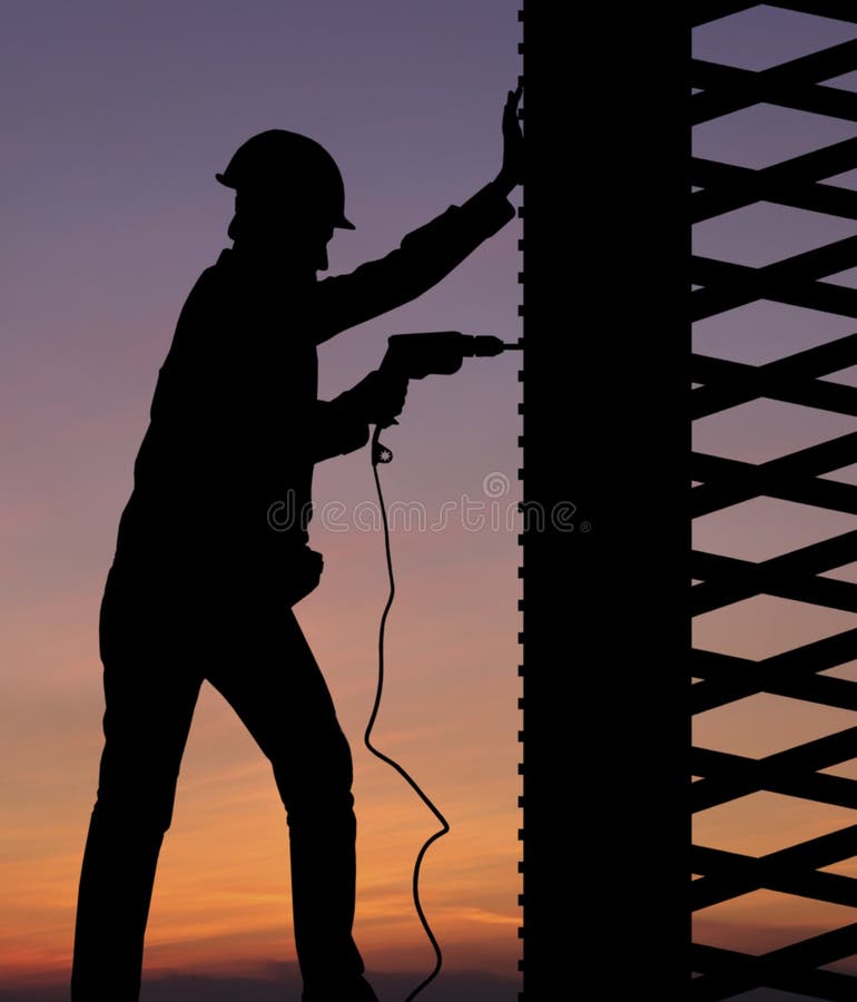 Silhouette worker stock illustration. Illustration of safety - 28913517