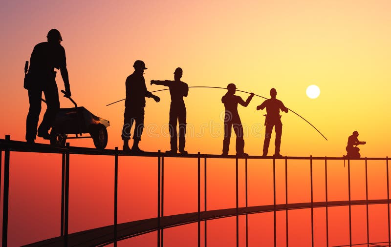 Silhouette of the workers stock illustration. Illustration of steel ...