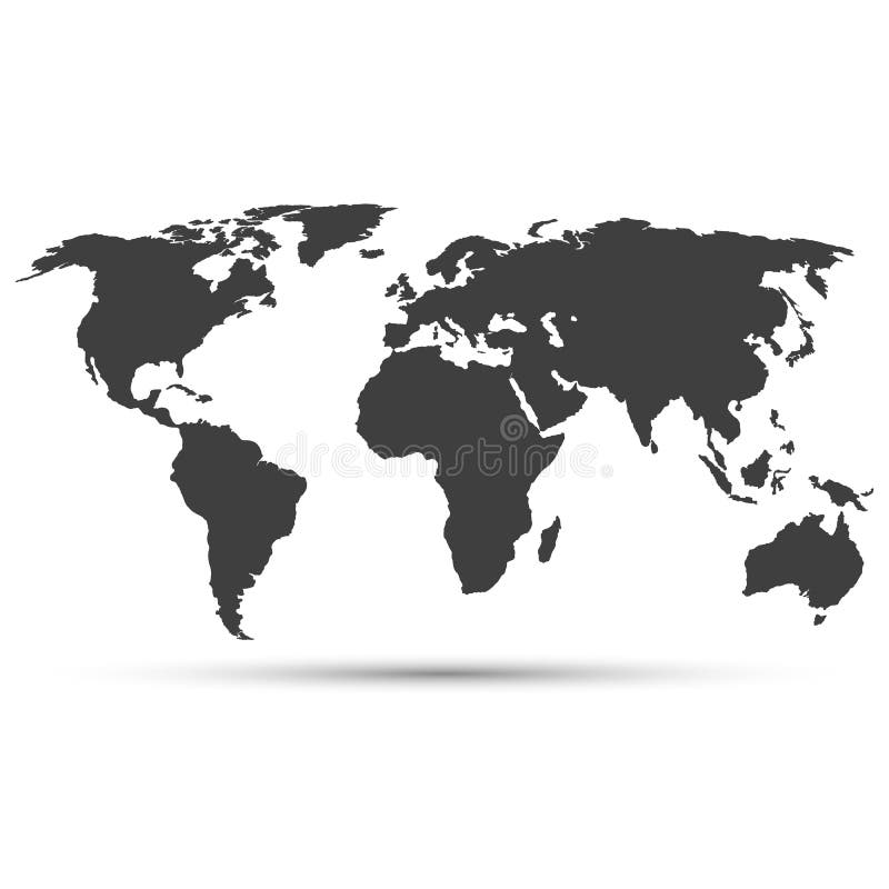 World Map with Shadow - Vector Illustration of Earth Map on Transparent ...