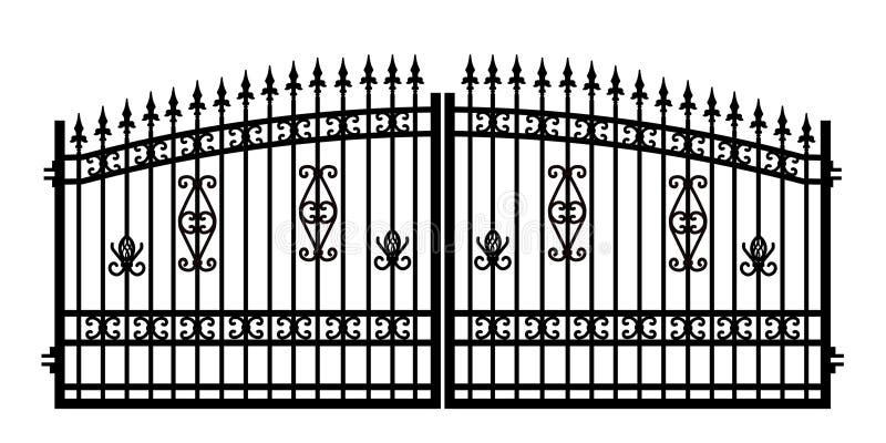 Silhouette of Wrought Iron Gate Stock Vector - Illustration of estate ...