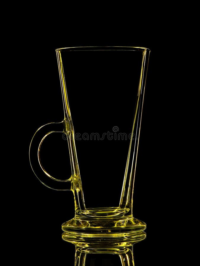 Silhouette of Yellow Glass for Shot with Clipping Path on Black ...