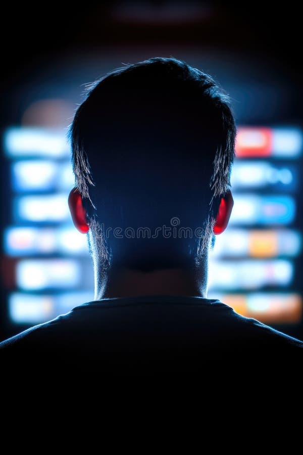 Male Watching Multiple Screens Dark Room Stock Photos - Free & Royalty ...