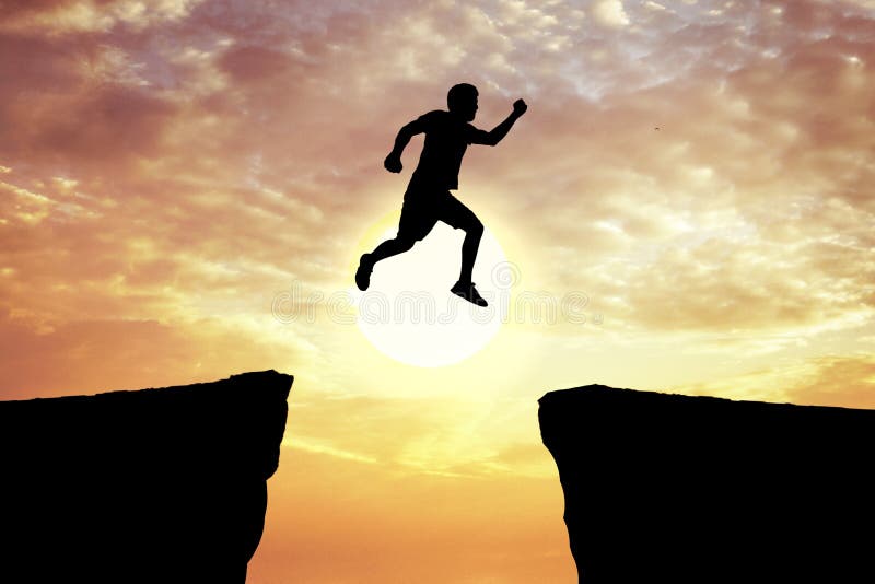 Man Running Jump Precipice Mountains Stock Photos - Free & Royalty-Free ...