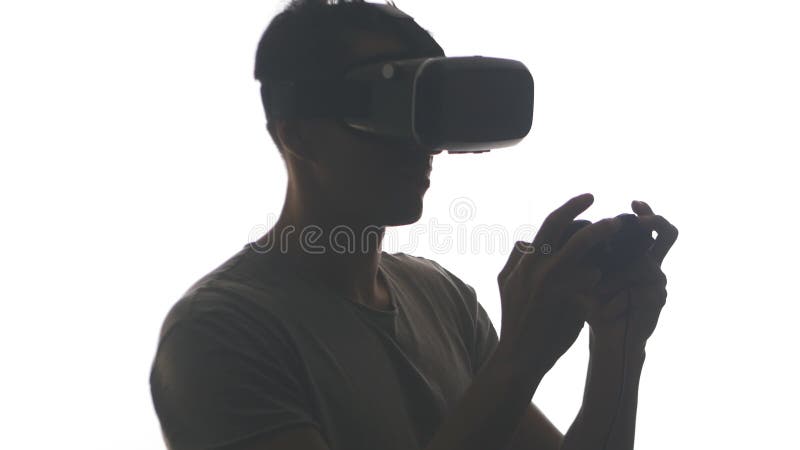 Silhouette of Young Woman it Programmer Working at a Computer in the ...