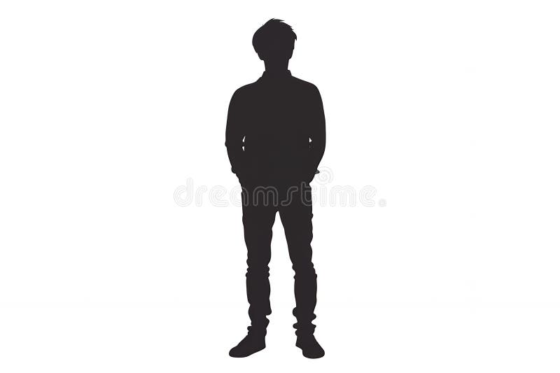 Silhouette of a Young Man Standing Hands in Pockets Casual Pose a ...