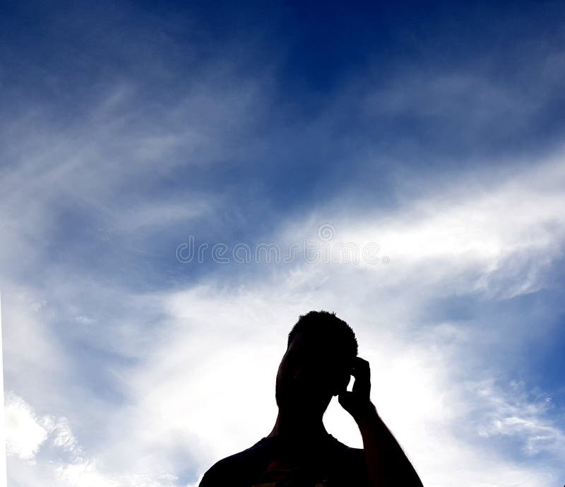 Silhouette Young Man - Thinking Stock Photo - Image of wave, think ...
