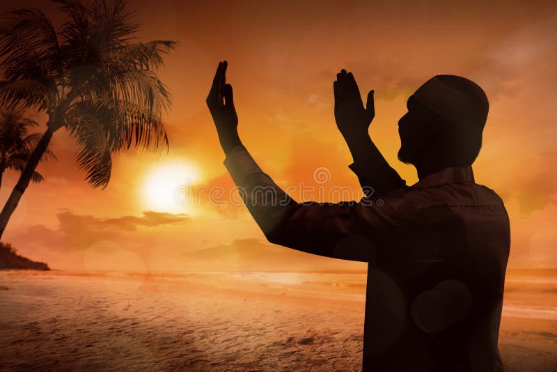 Young Muslim Man Praying on the Mountain Stock Photo - Image of prayer ...