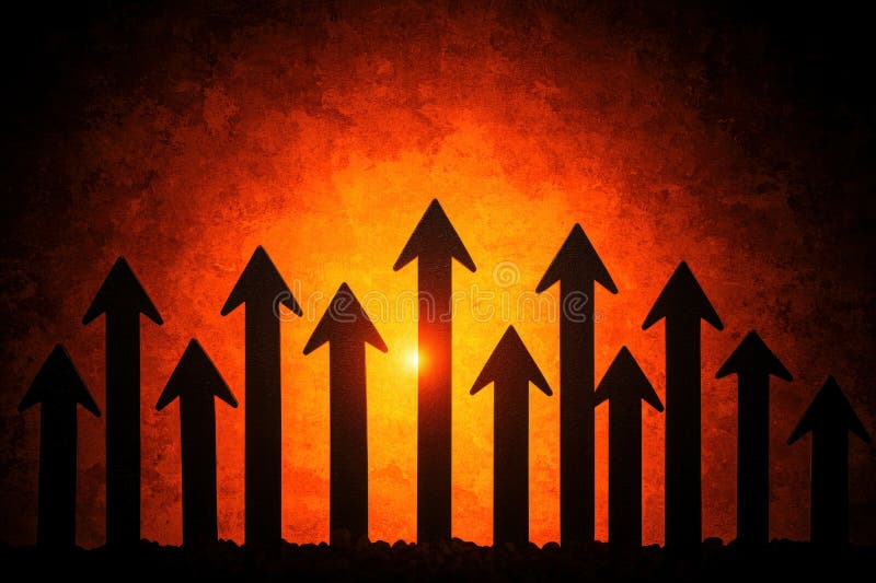 Silhouetted Arrows Pointing Upward Against a Dramatic Sunset Backdrop ...