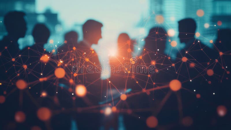 Silhouetted Business People Networking in a Modern Office Stock ...