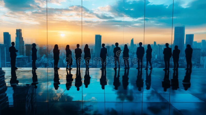 Silhouetted Businesspeople Watching City Sunset Stock Illustrations – 2 ...