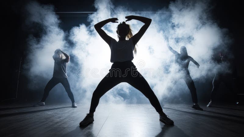Silhouetted Dancers in Smoke Stock Illustration - Illustration of ...