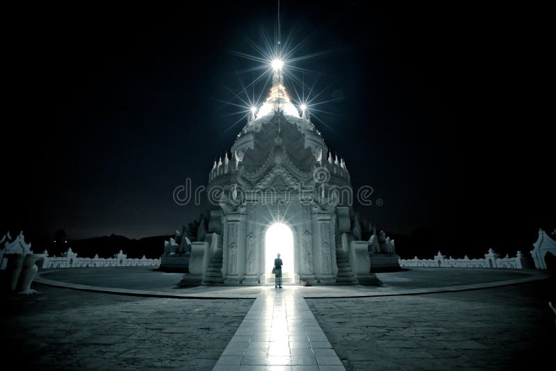 Silhouetted Figure at Min Kun Temple Editorial Image - Image of myanmar ...