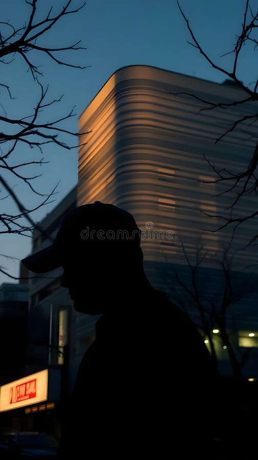 A Silhouetted Figure Wearing a Baseball Cap Stock Illustration ...