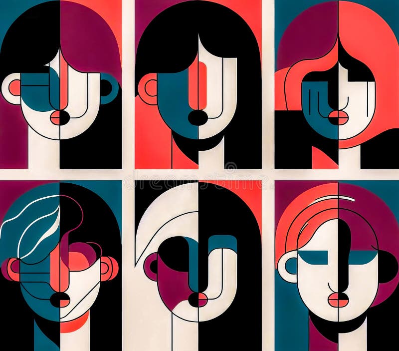 Silhouetted Figures with Colorful Backgrounds and Obscured Faces Stock ...