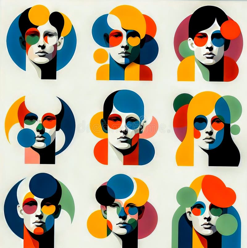 Silhouetted Figures with Colorful Backgrounds and Obscured Faces Stock ...