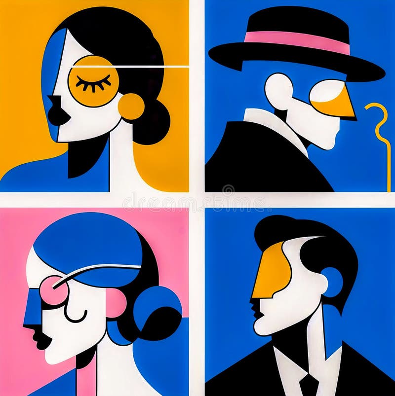 Silhouetted Figures with Colorful Backgrounds and Obscured Faces Stock ...