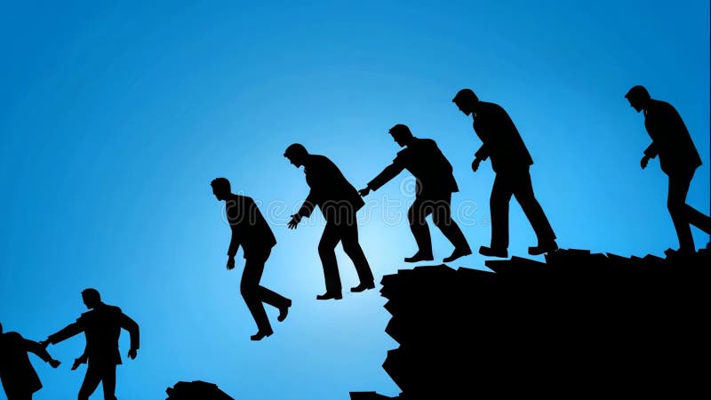 Silhouetted Figures Help Each Other Cross Gaps, Symbolizing Teamwork ...