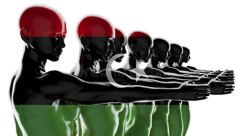 Sequential Silhouettes with Libyan Flag Overlay in Artistic ...