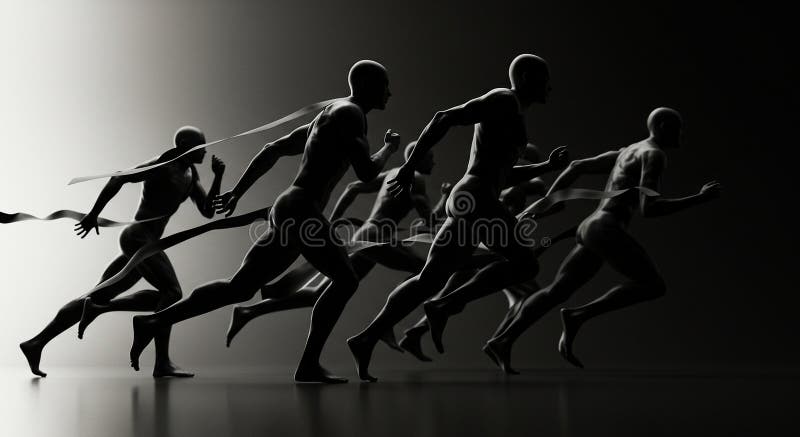 Silhouetted Figures Sprint Forward, Depicted in a Dynamic Pose. the ...