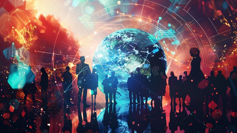 Global Networking & Collaboration Stock Illustration - Illustration of ...