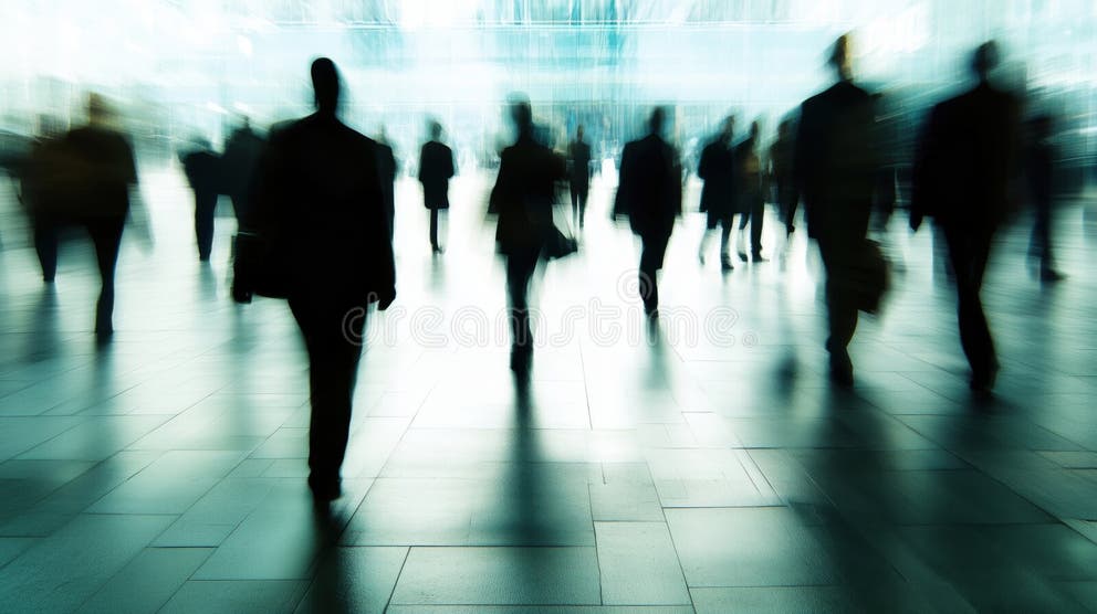 Silhouetted Figures Walking in Blurred Motion, Urban Setting Stock ...