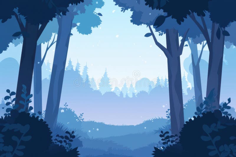 A Silhouetted Forest Path with Distant Trees and a Blue Sky Stock ...