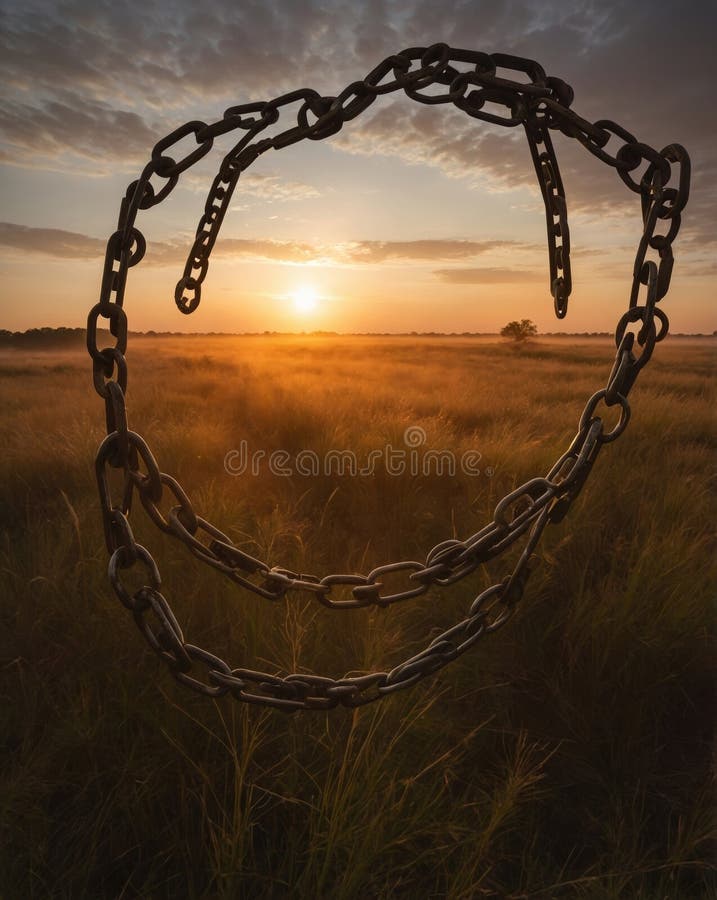 Silhouetted Hands Break Chains at Juneteenth Sunrise Stock Image ...