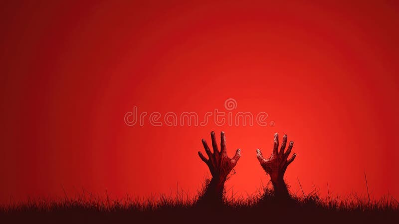 Silhouetted Hands Reaching Out Against a Dramatic Red Backdrop, Evoking ...
