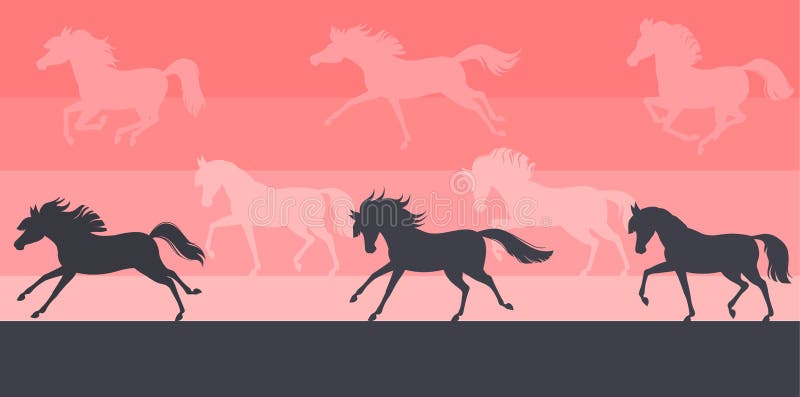 Horses in gallop stock vector. Illustration of black - 20251239