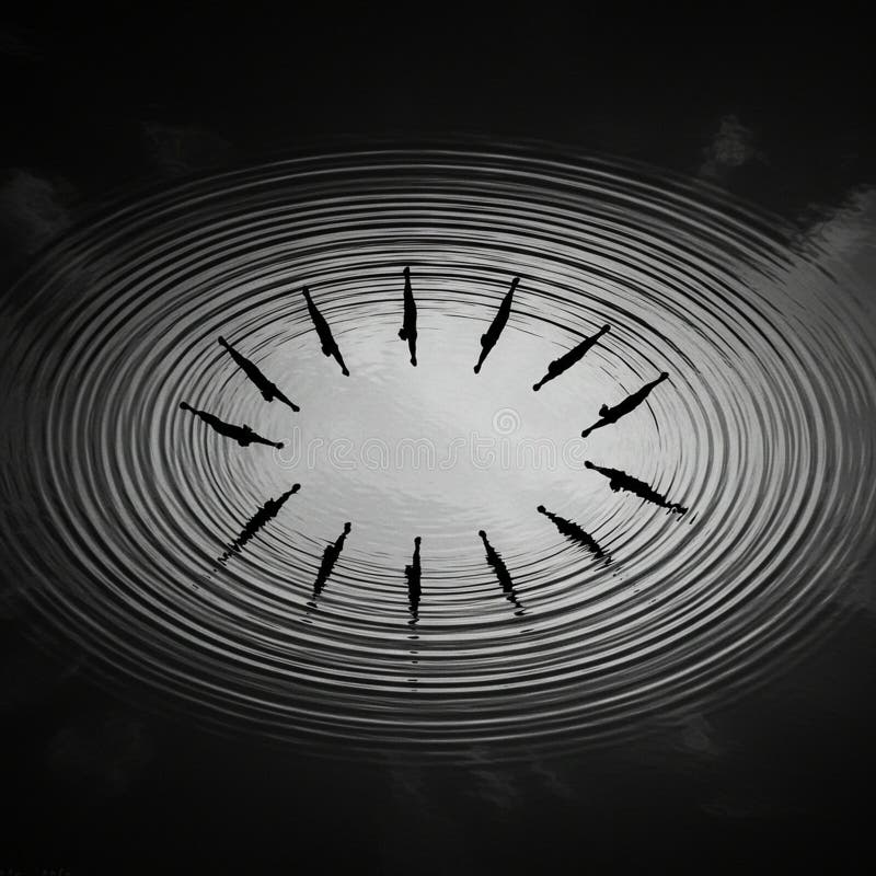 Silhouetted Human Figures Arranged in a Circle Around the Edge of a ...