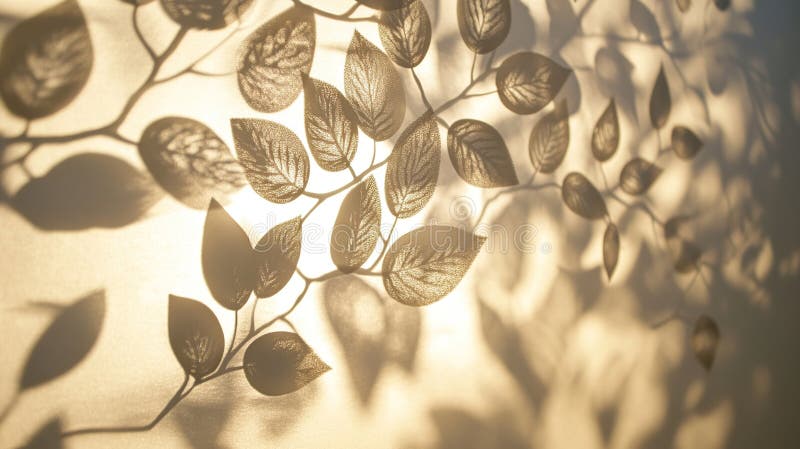 Silhouetted Leaves Cast Shadows on a Backlit Surface, Creating a ...