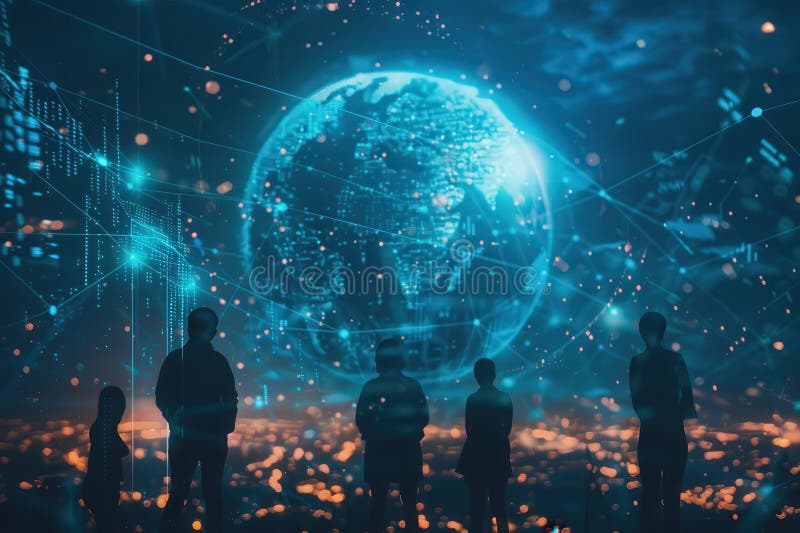 3D Holographic Globe Search Engine Interface Displaying Global Data in ...