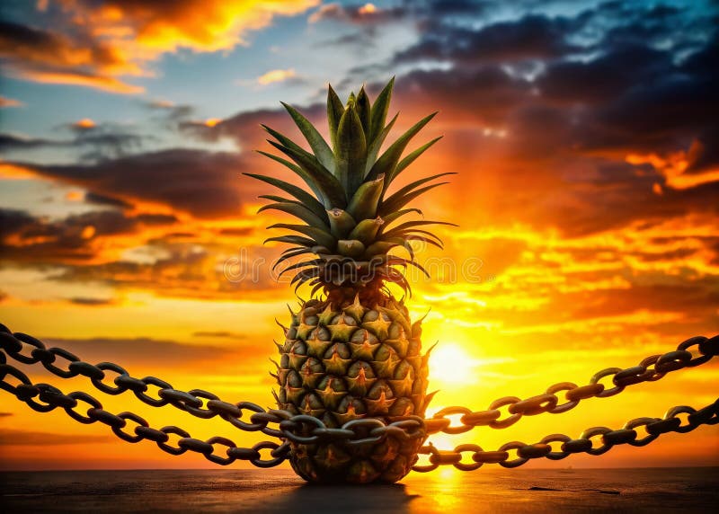 A Silhouetted Pineapple Bound by Chains a Powerful Symbol of ...