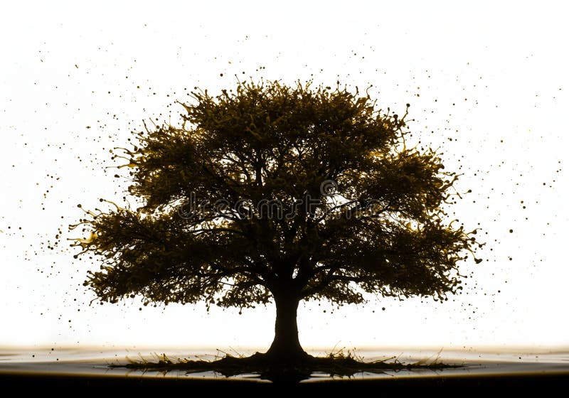 A Silhouetted Tree Stands Against a Bright, Backlit Background ...