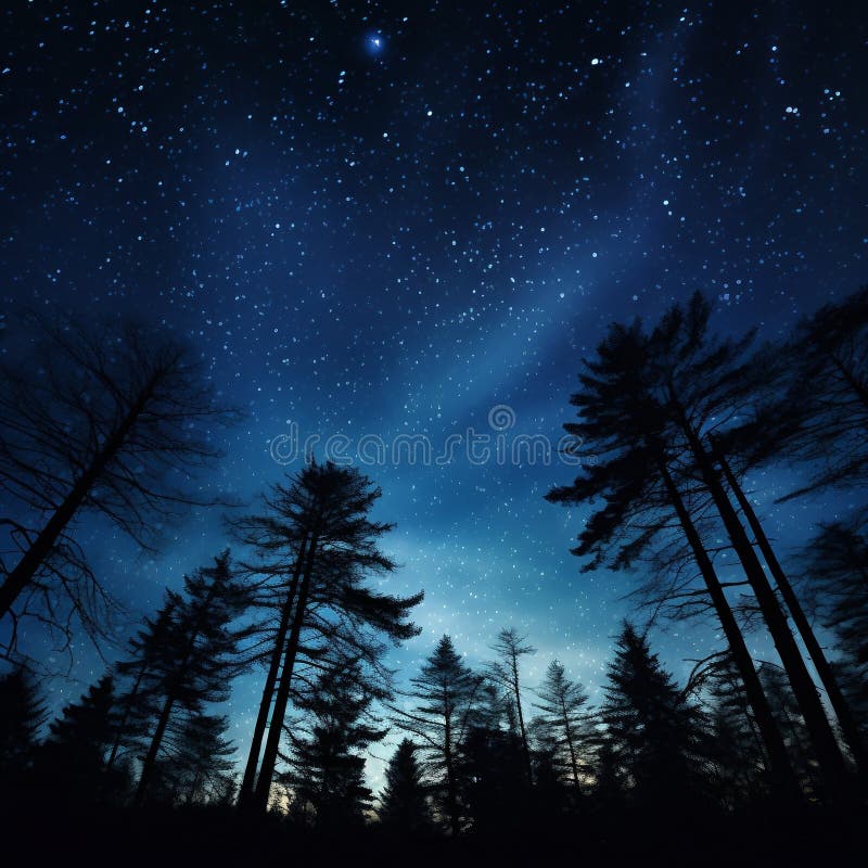 Silhouetted Trees and the Little Dipper Stock Illustration ...