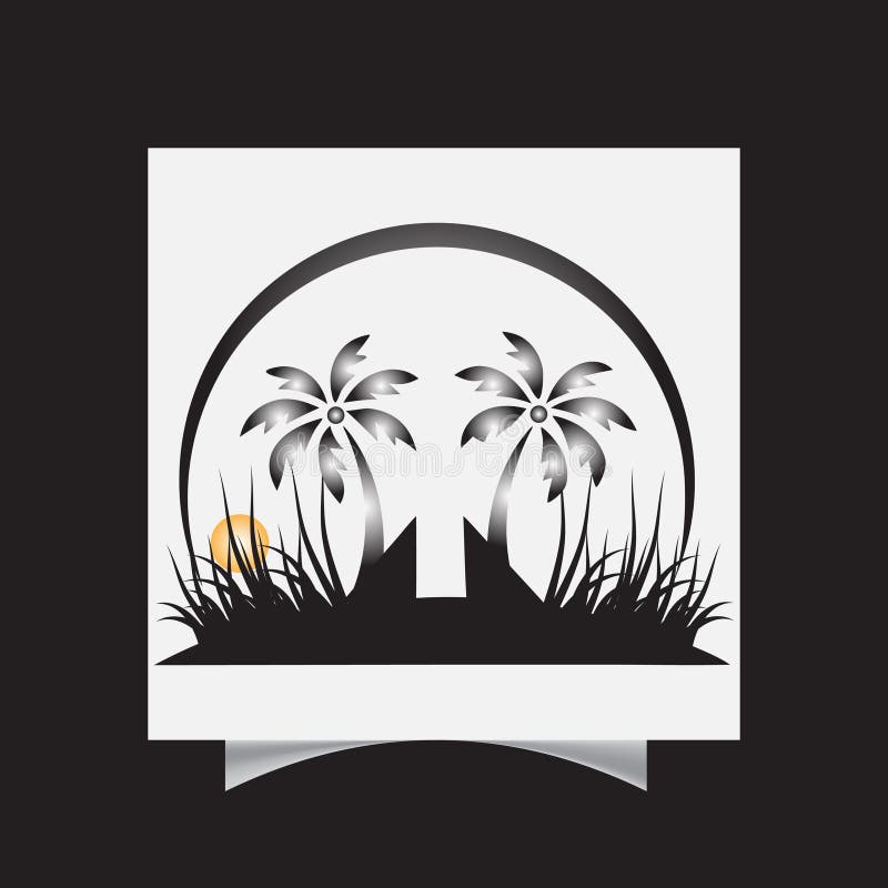 Silhouetted Tropical Paradise Logo Design Stock Illustration ...