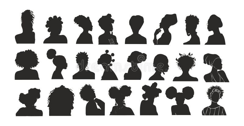 Silhouettes Of African American Women Vector Set Stock Vector