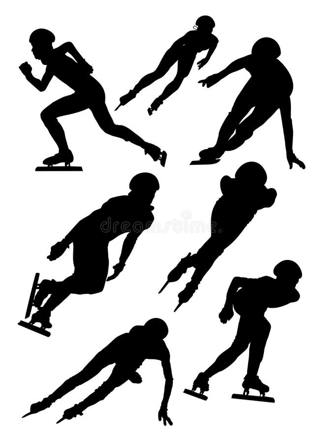 Short Track Speed Skating Athlete Icon. Stock Vector - Illustration of ...