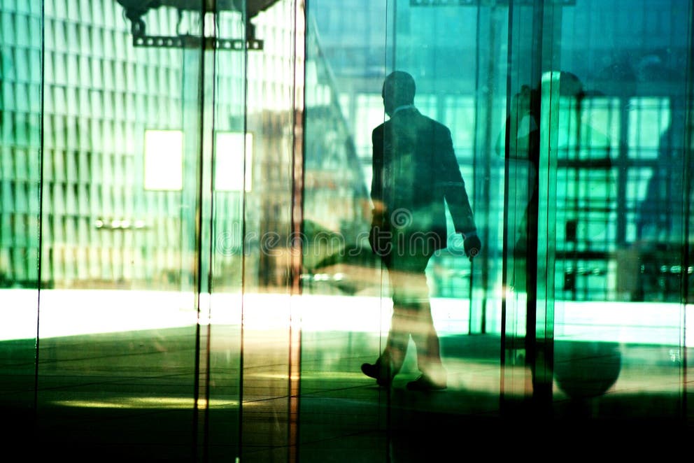 Silhouettes in the Business District Stock Image - Image of walk, area ...