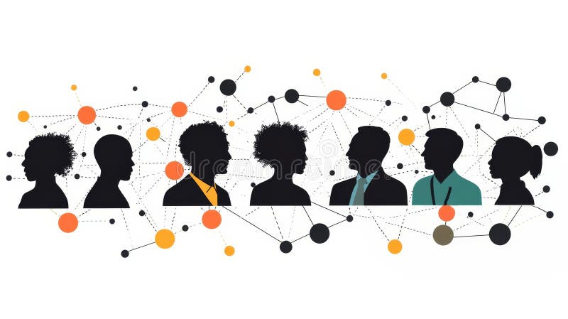 Silhouettes Business Individuals Connected by Lines Dots. Stock ...