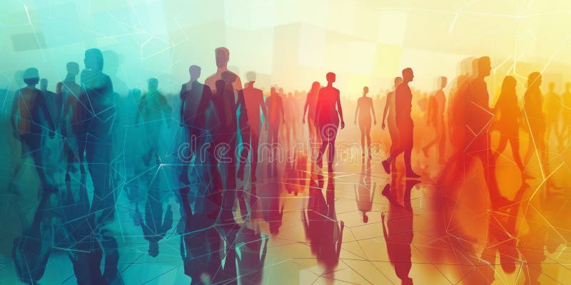 Silhouettes of Business People on Abstract Background. Teamwork Concept ...