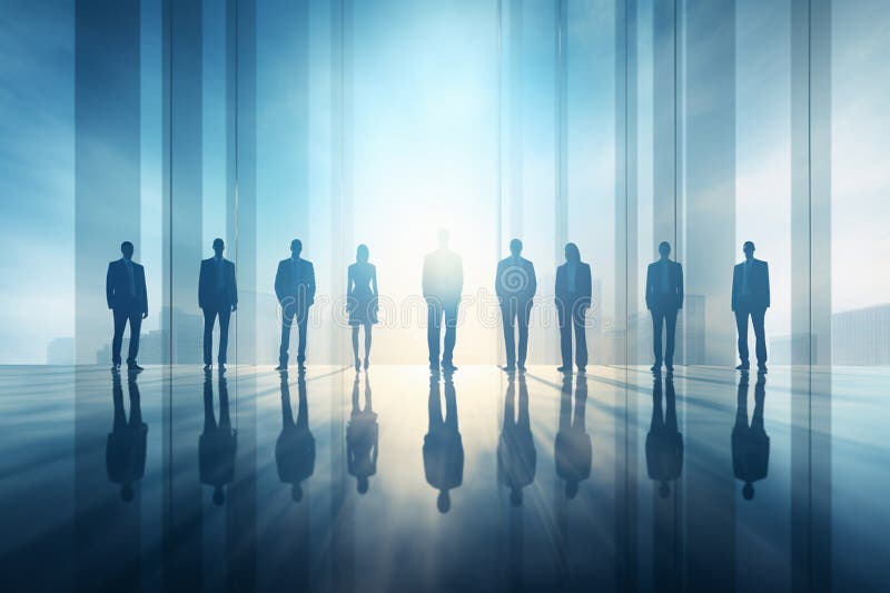 Silhouettes of Business People Standing in Front of a Bright Light ...