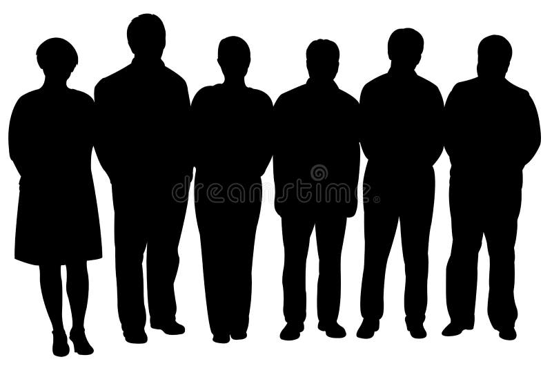 Silhouettes of Business People, Standing in Line Stock Vector ...