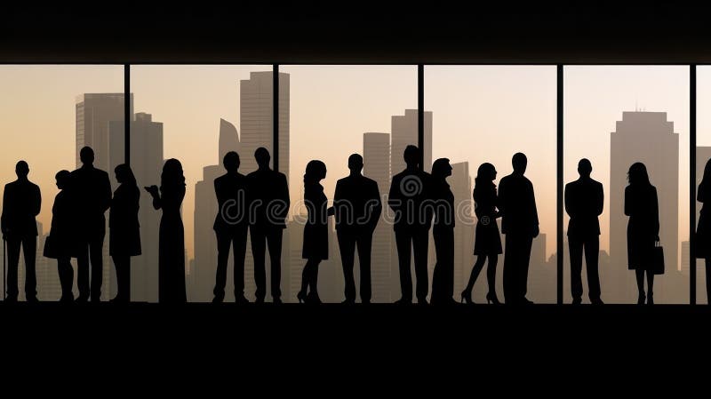 Silhouettes of Business People at the Window of a Multistory Skyscraper ...